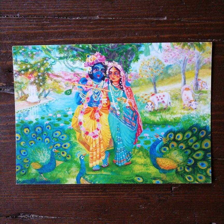 Radha, Krishna ja huilu - postikortti | Gopalan Putiikki